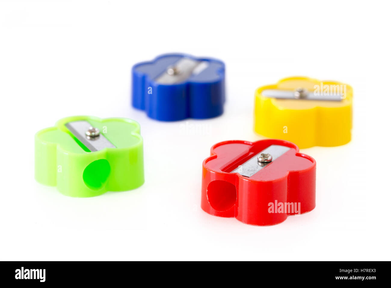 Colored pencil sharpener isolated on white background Stock Photo - Alamy