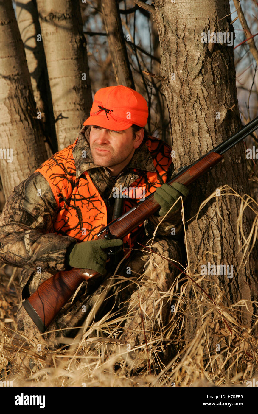 Hunter On Ground Muzzleloader Hunting Stock Photo - Alamy