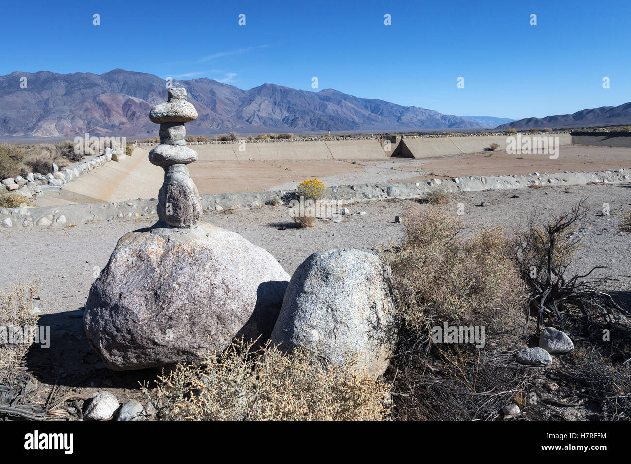 Rock monument built by Japanese-American internees at water reservoir ...