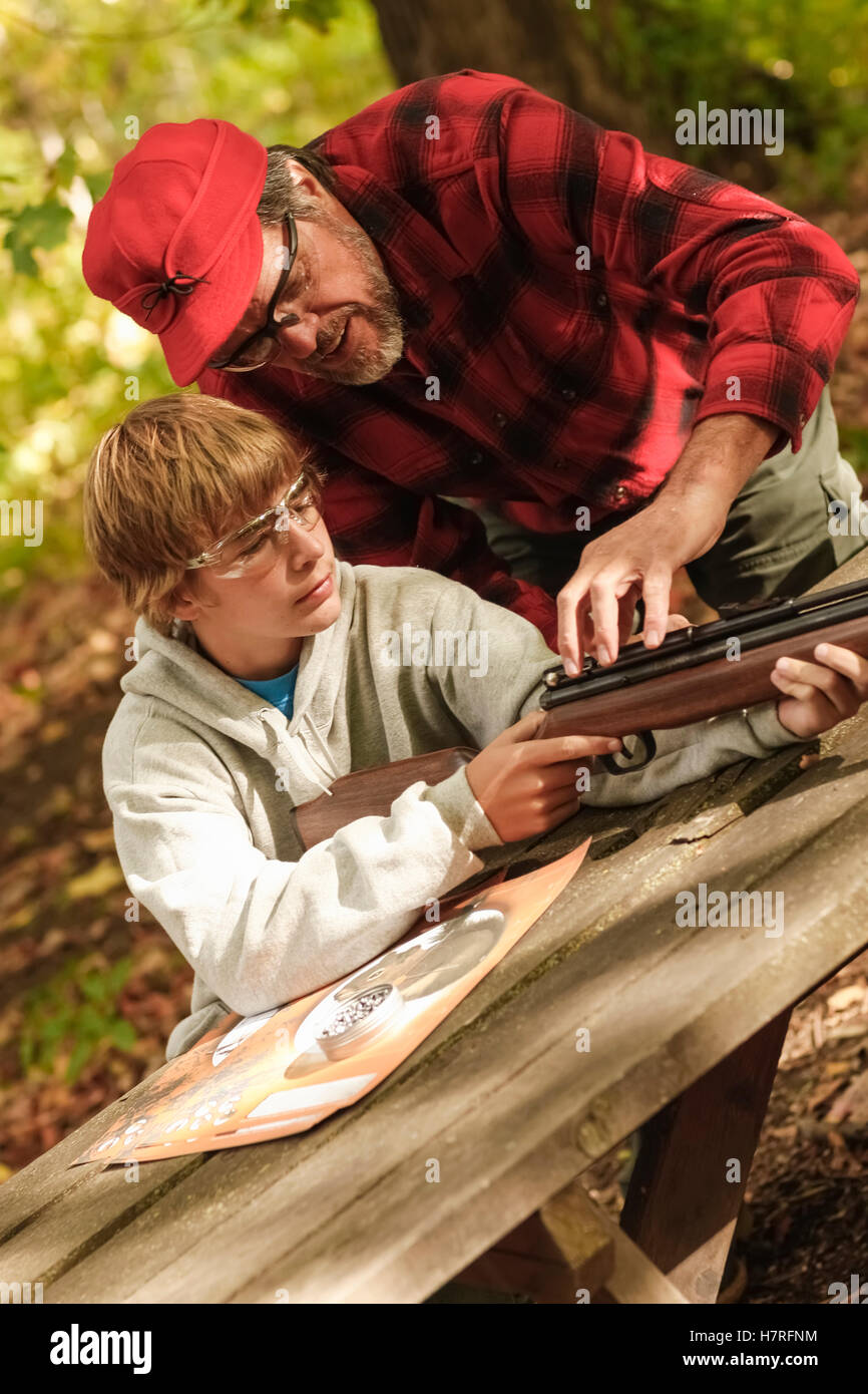 Father And Son Target Practice Stock Photo - Alamy