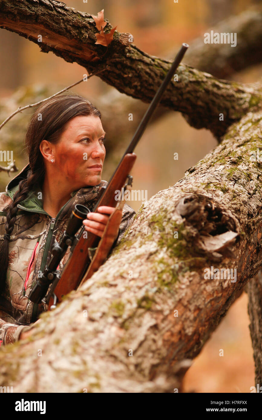 Female Bear Hunter Stock Photo - Alamy
