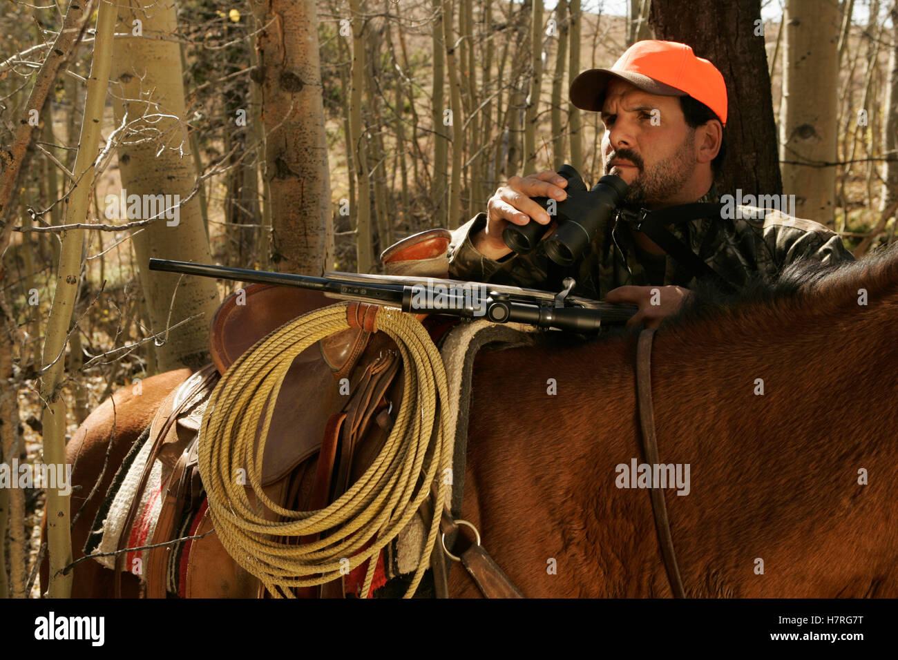 Big Game Hunter With Pack Horse Stock Photo - Alamy