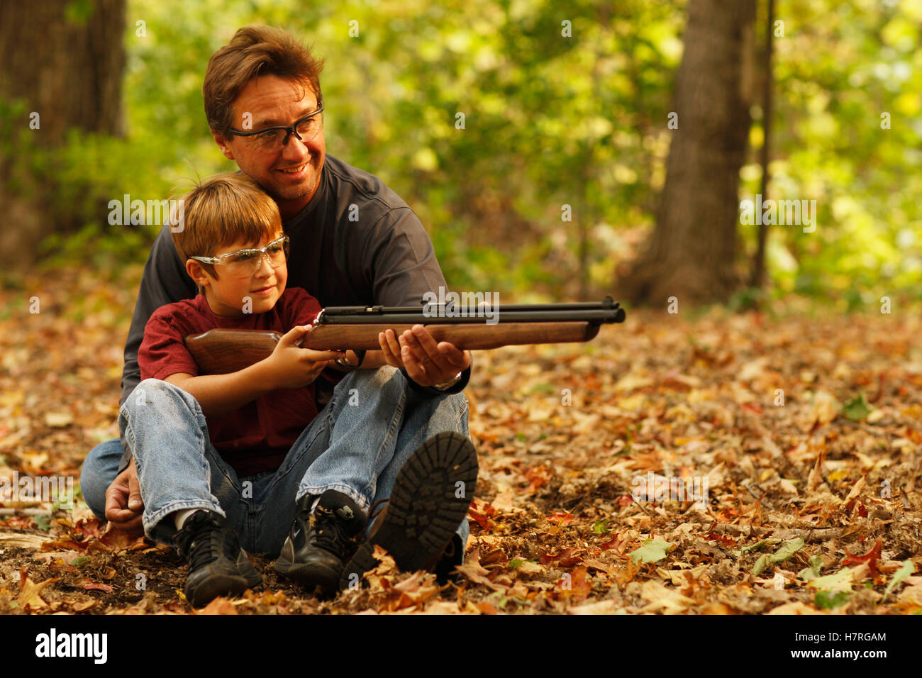 Father And Son Target Practice Stock Photo - Alamy
