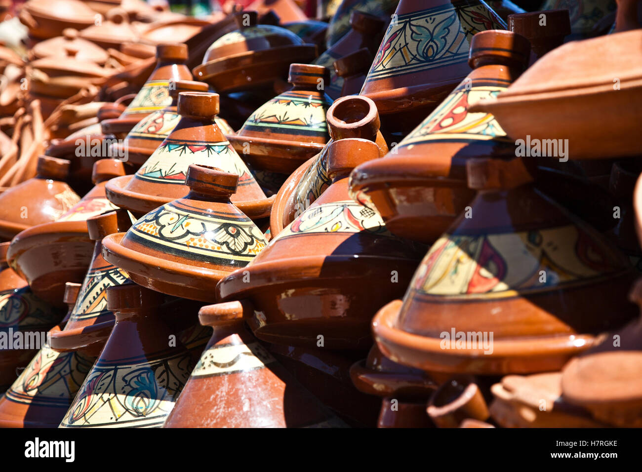 Tagine pots in a market; Meknes, Morocco Stock Photo - Alamy