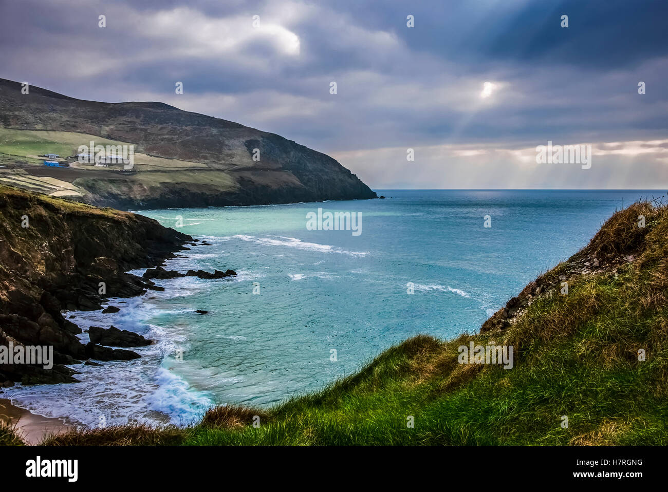 Moody weather at Slea-Head in the Dingle Peninsula; County Kerry ...