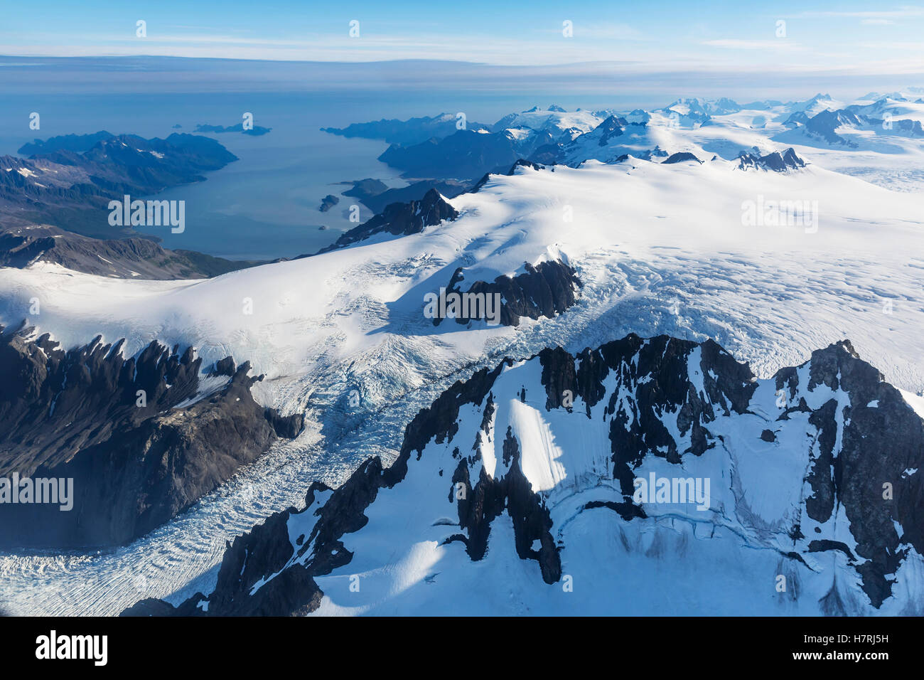Aerial View Of The Harding Ice Field And Glaciers Decending From Its ...