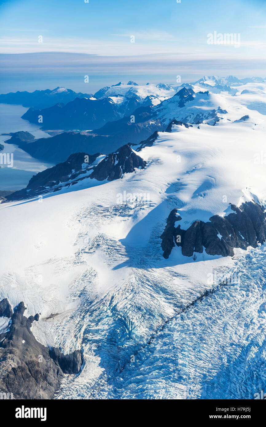 Aerial View Of The Harding Ice Field And Glaciers Decending From Its ...