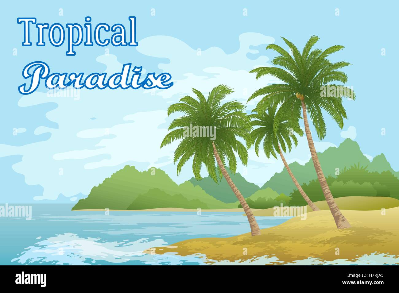 Palm trees wood sea Stock Vector Images - Alamy