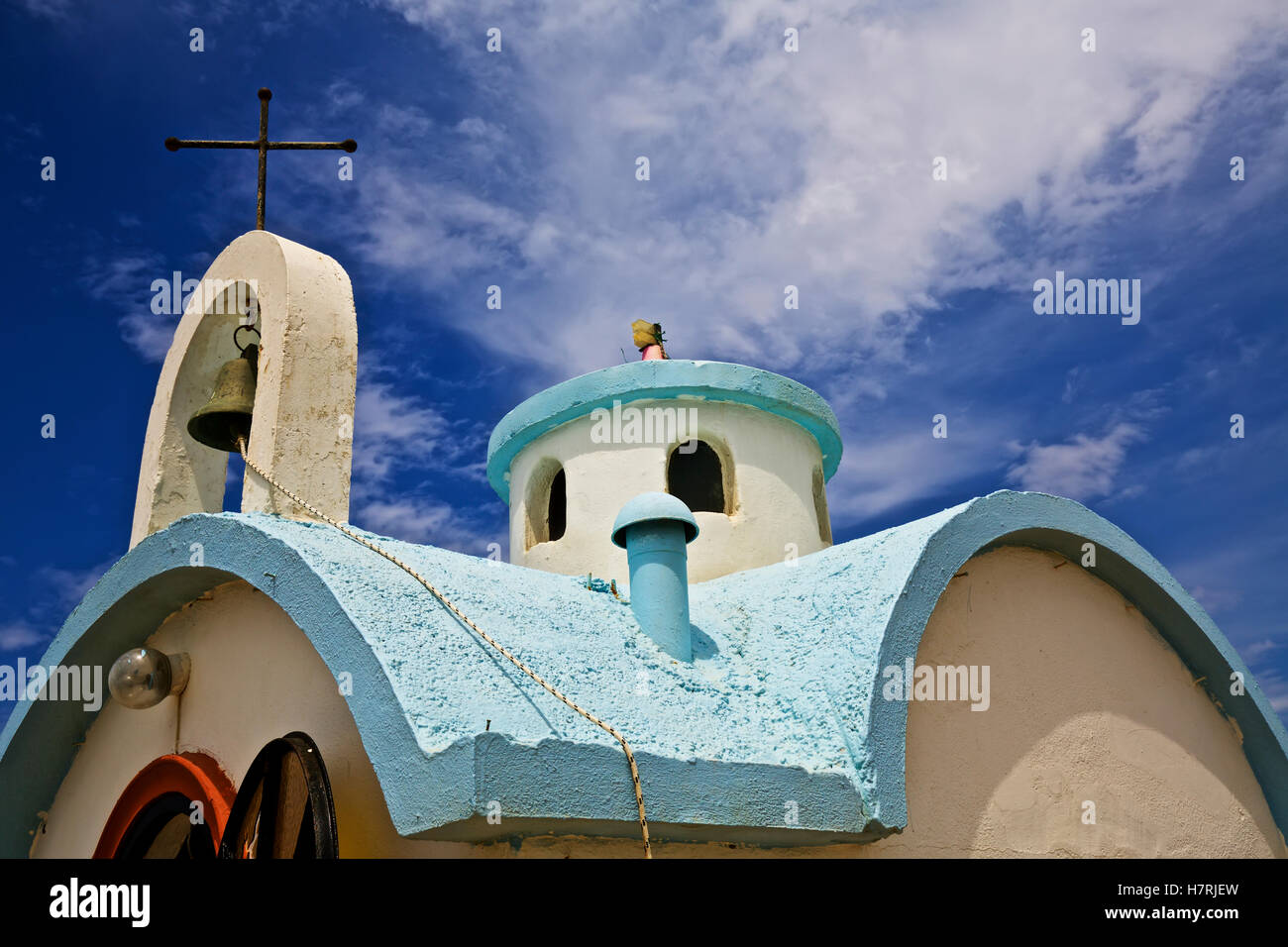 Pretty small traditional Greek Orthodox chapel on the seafront Stock ...
