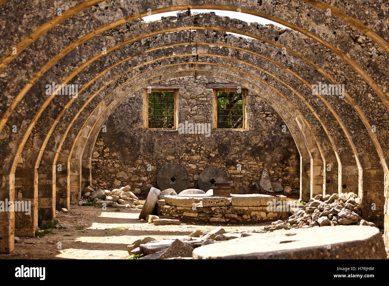 Ruins and archways of ancient Greek orthodox monastery Stock Photo - Alamy