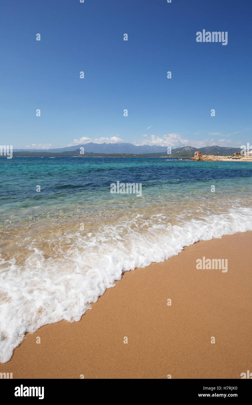 Golden sand beach with blue sea and sky Stock Photo - Alamy