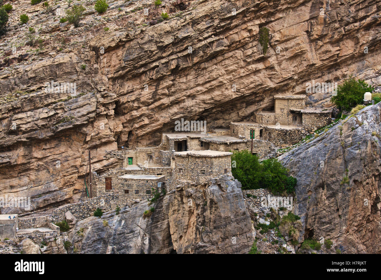 Traditional village perched in the Jabal Akhdar mountains Stock Photo ...