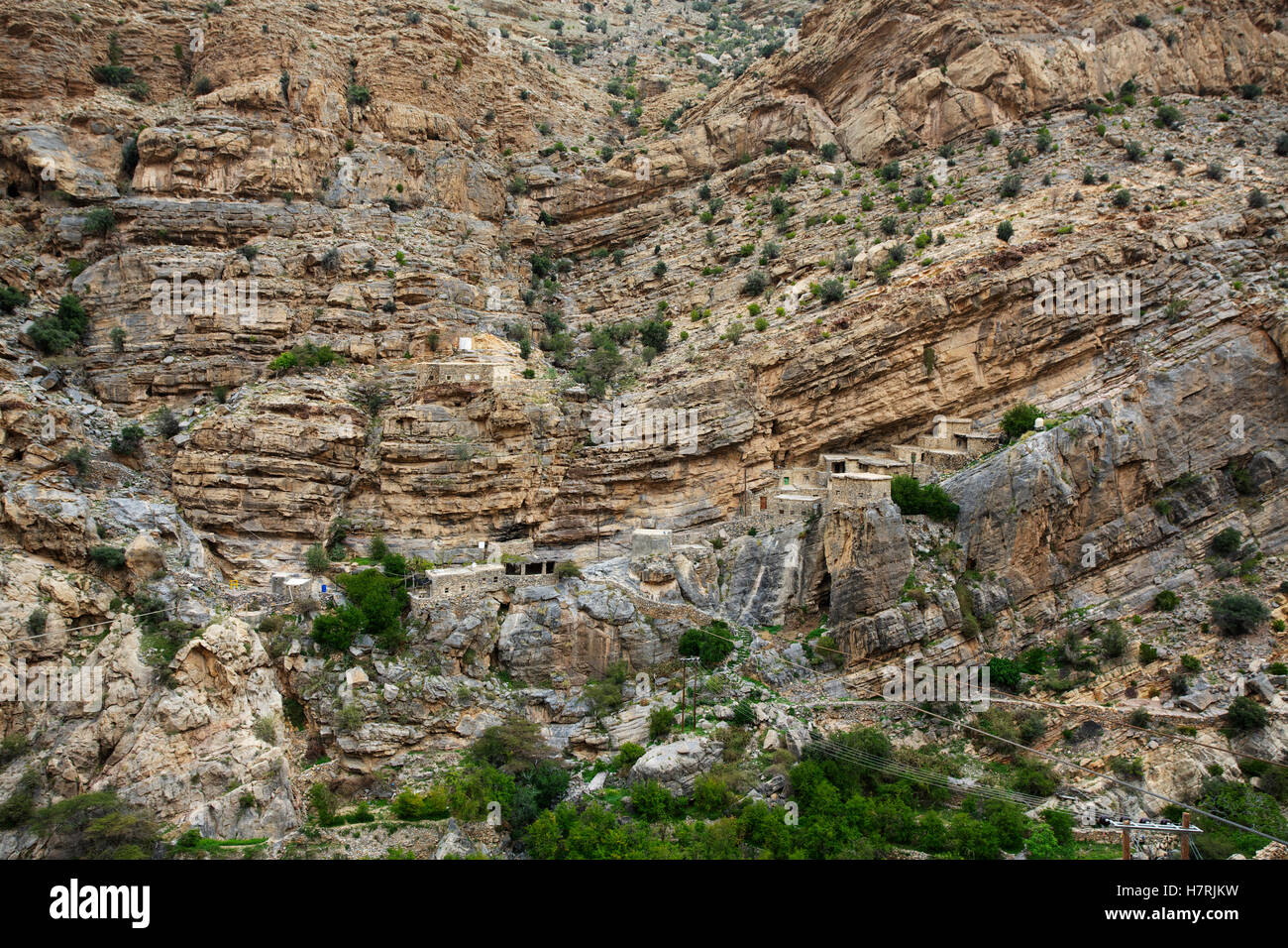 Traditional village perched in the Jabal Akhdar mountains Stock Photo ...