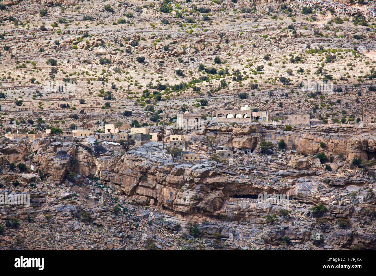 Traditional village perched in the Jabal Akhdar mountains Stock Photo ...