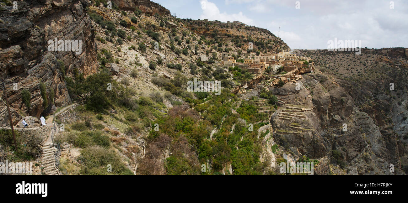 Traditional village perched in the Jabal Akhdar mountains Stock Photo ...