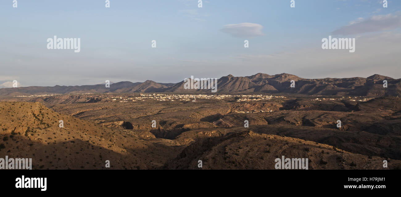 Traditional village perched in the Jabal Akhdar mountains with ...