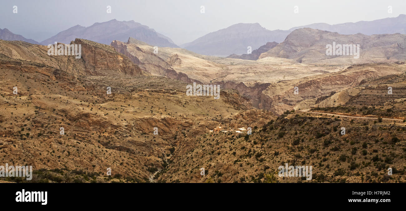 Traditional village perched in the Jabal Akhdar mountains with ...