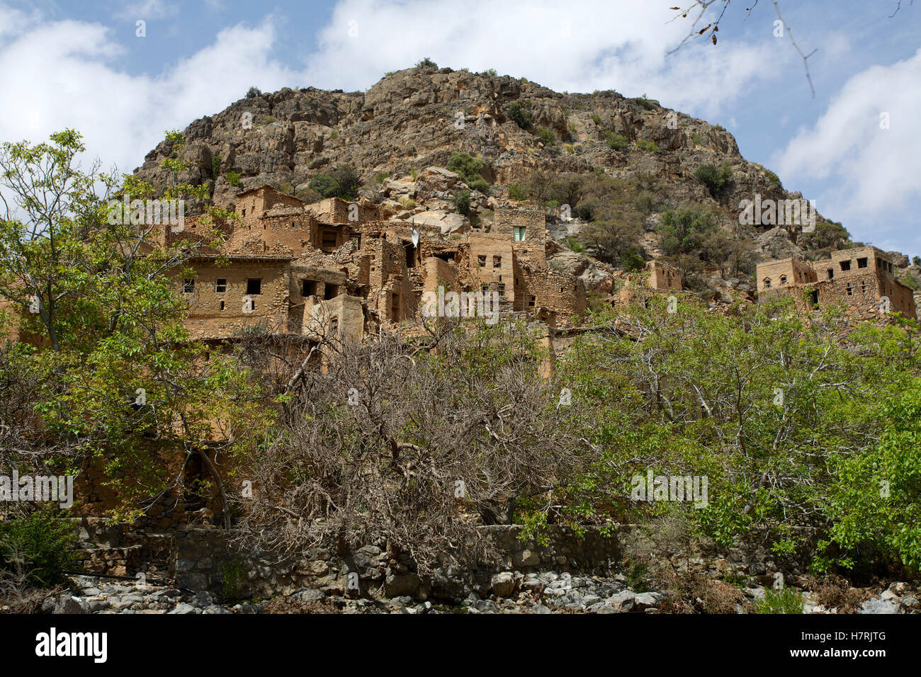Traditional village perched in the Jabal Akhdar mountains Stock Photo ...