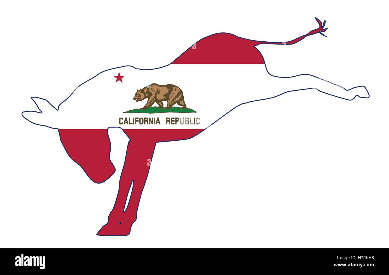 The California Democrat party donkey flag over a white background Stock ...