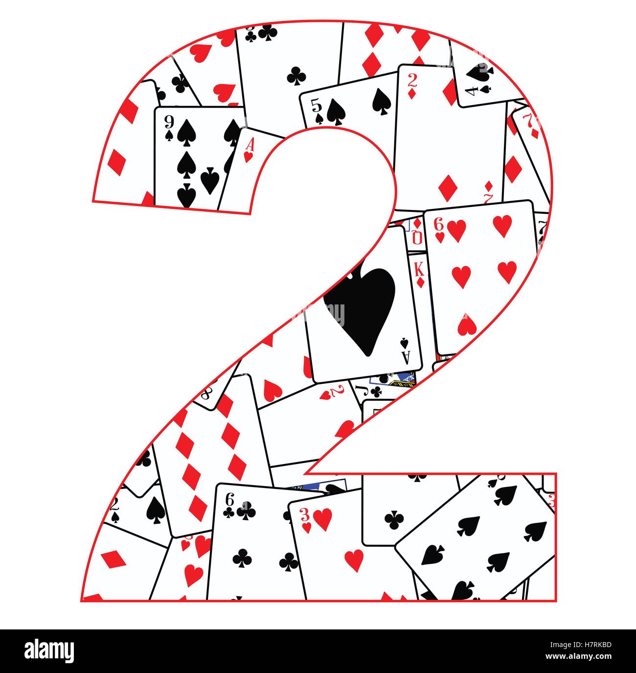 Playing cards in random order as a background for the number 2 Stock ...