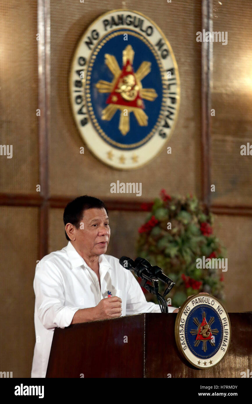 Manila, Philippines. 7th Nov, 2016. Philippine President Rodrigo ...