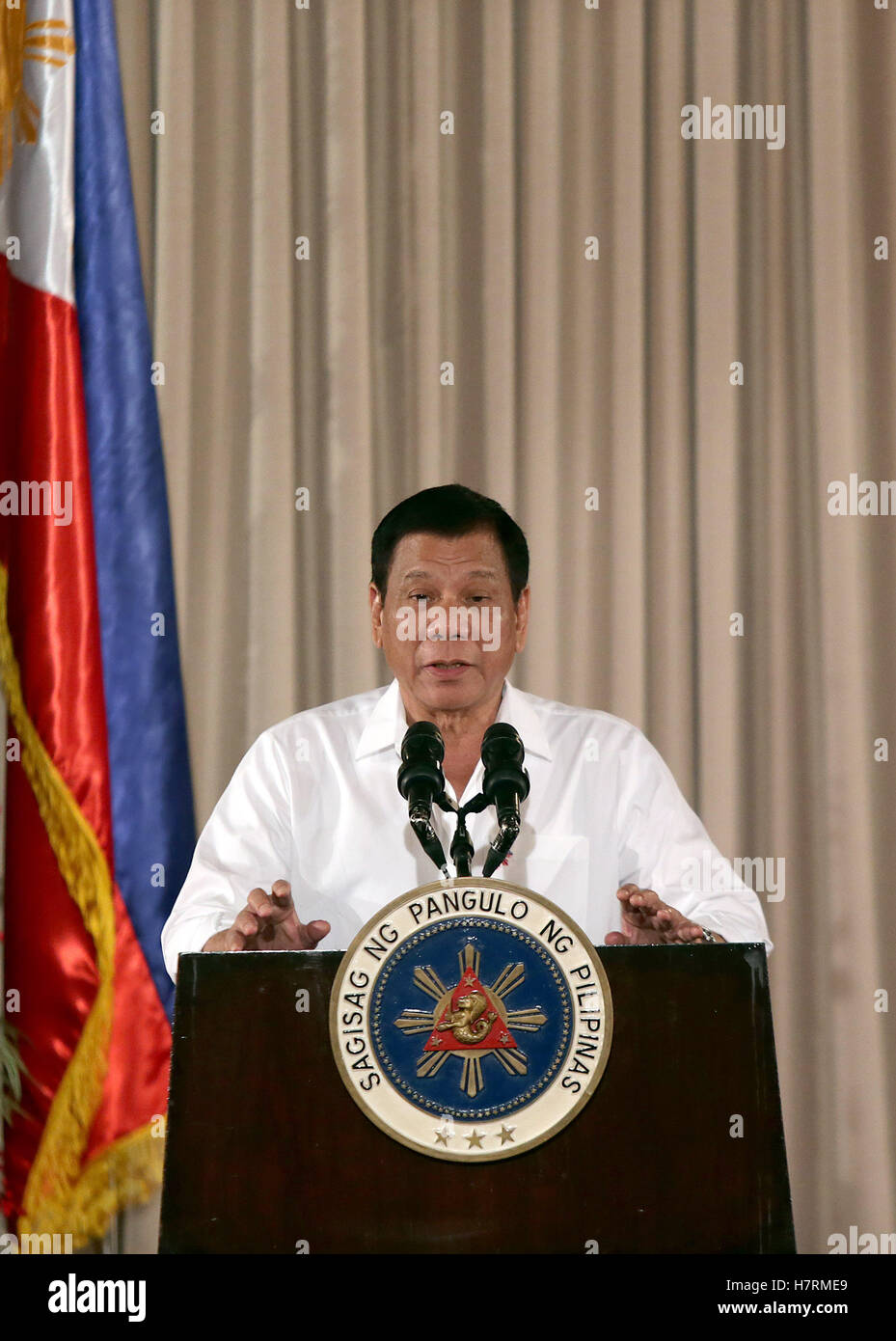 Manila, Philippines. 7th Nov, 2016. Philippine President Rodrigo ...