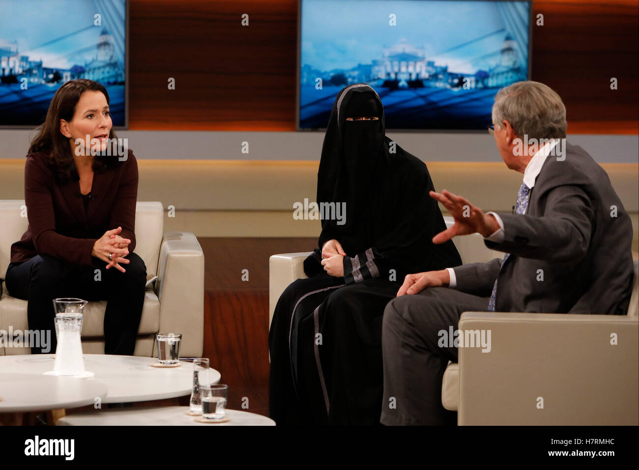 HANDOUT - Host Anne Will (l-r), Nora Illi (Women's representative of ...