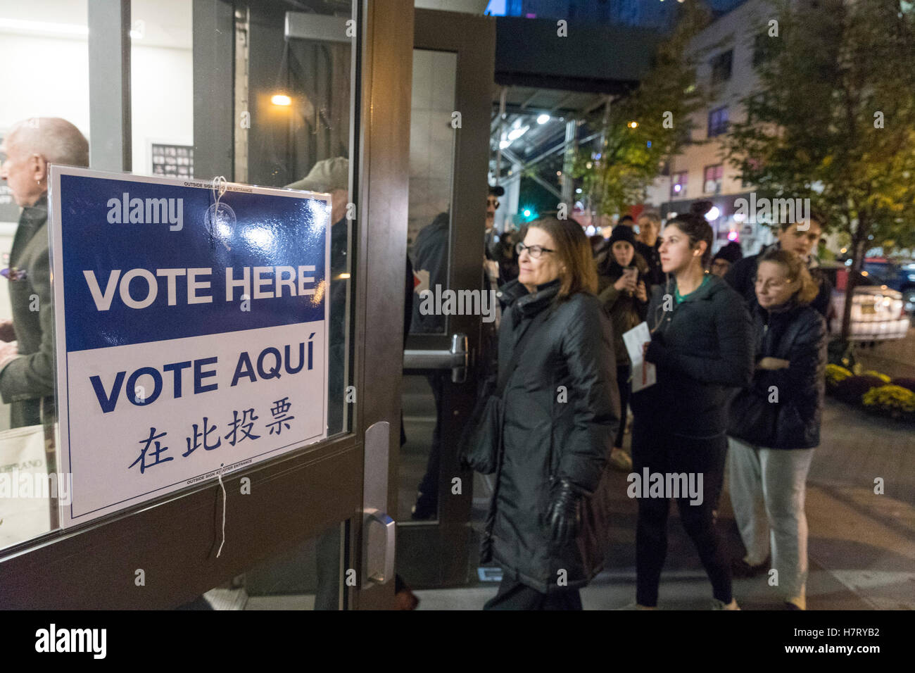 New York, USA. 8th Nov, 2016. Voters enter a polling station in ...