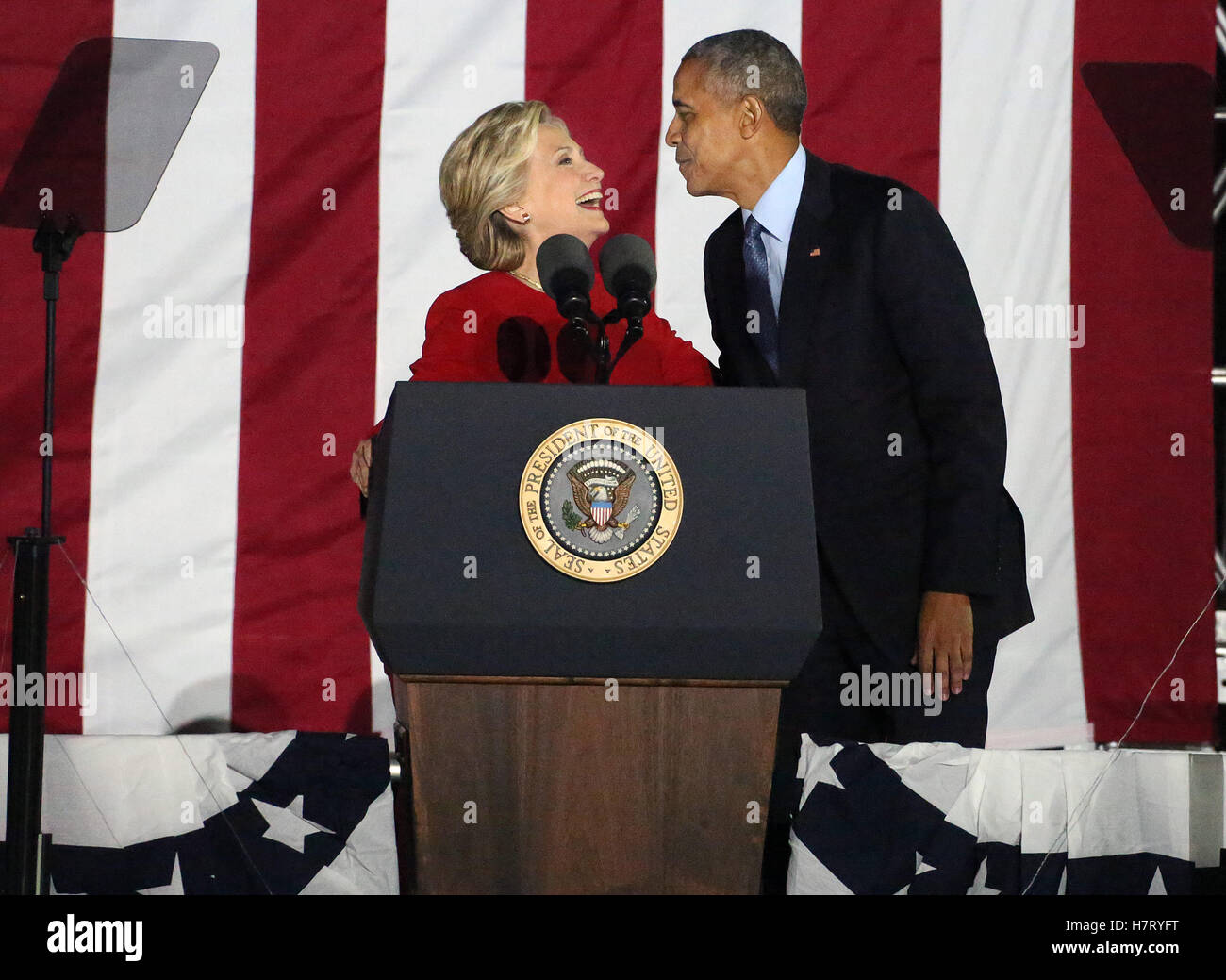 Philadelphia, PA, USA. 7th Nov, 2016. Hillary Clinton and President ...