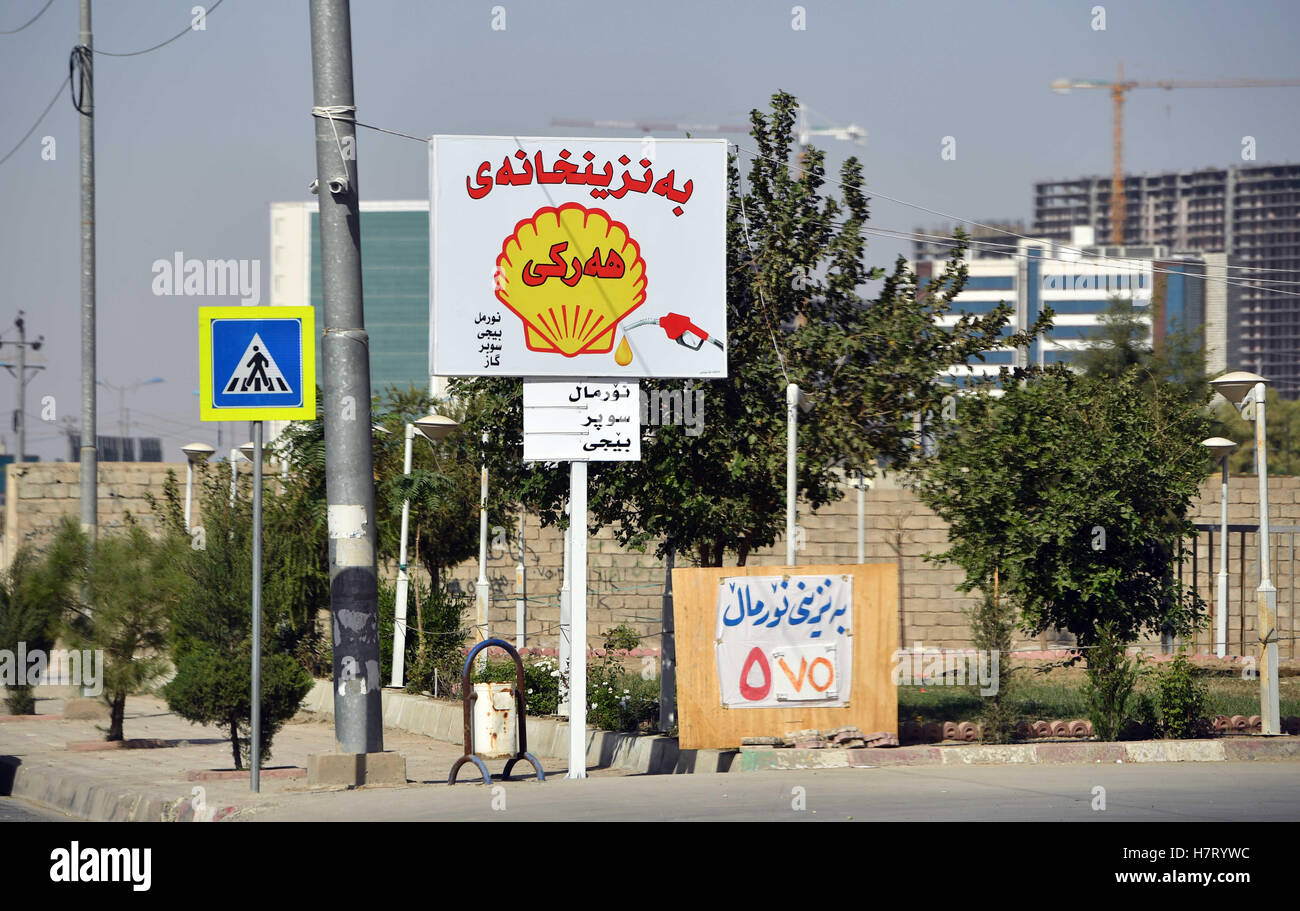 The logo of the gas company Shell in Erbil, northern Iraq, 20 October ...