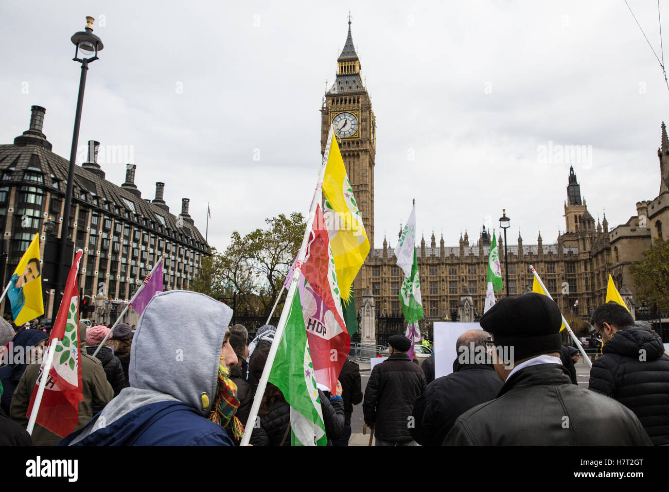 London, UK. 8th November, 2016. Kurdish activists protest in Parliament ...