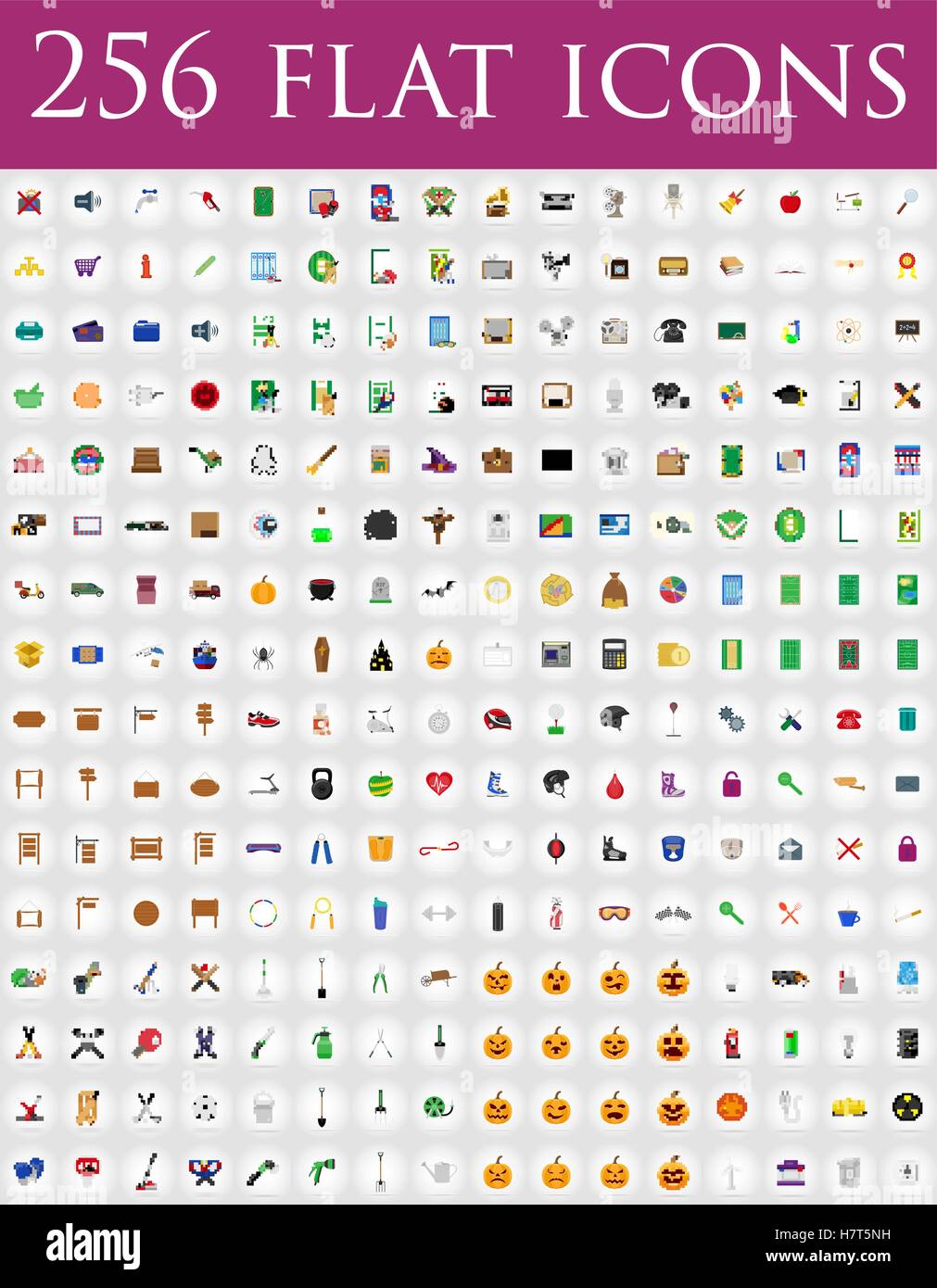 diverse set of flat icons vector illustration isolated on background ...