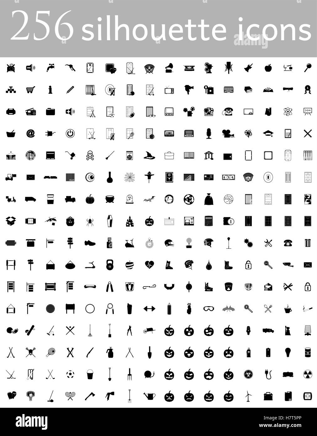 diverse set of flat icons silhouette vector illustration isolated on ...