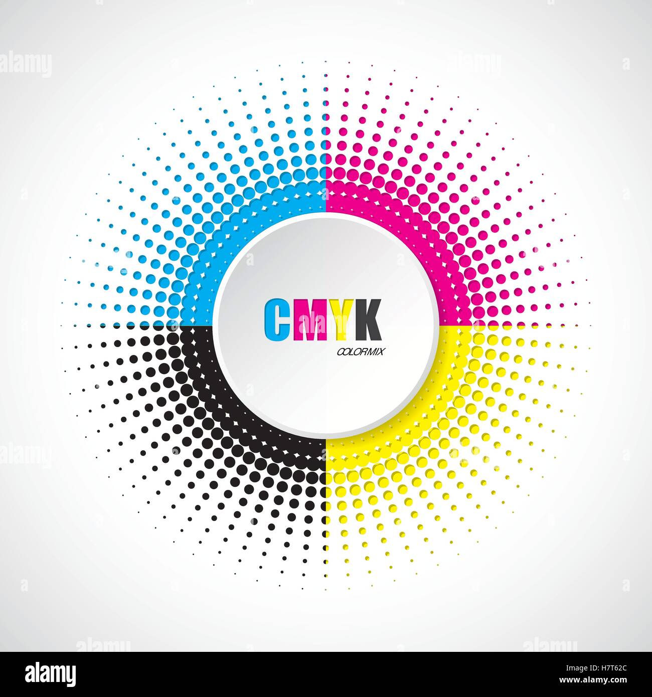 Abstract cmyk halftone background with 3d button Stock Vector Image ...