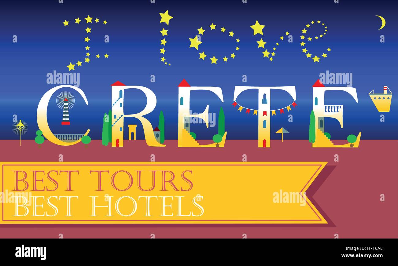 I love Crete Inscription. Holiday houses Font Stock Vector Image & Art ...
