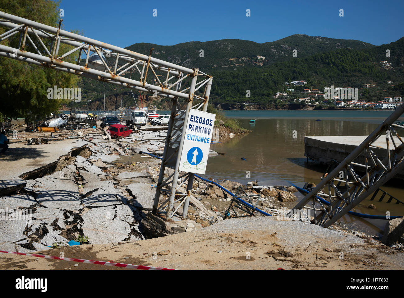 An area along the waterfront where the road and sign structures have ...
