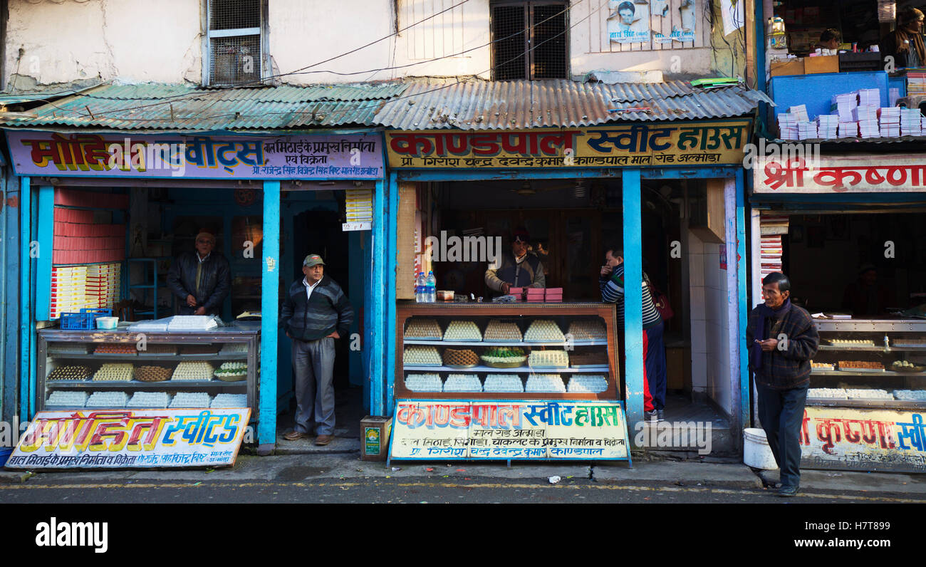 Indian sweet shop in the bazaar Stock Photo - Alamy
