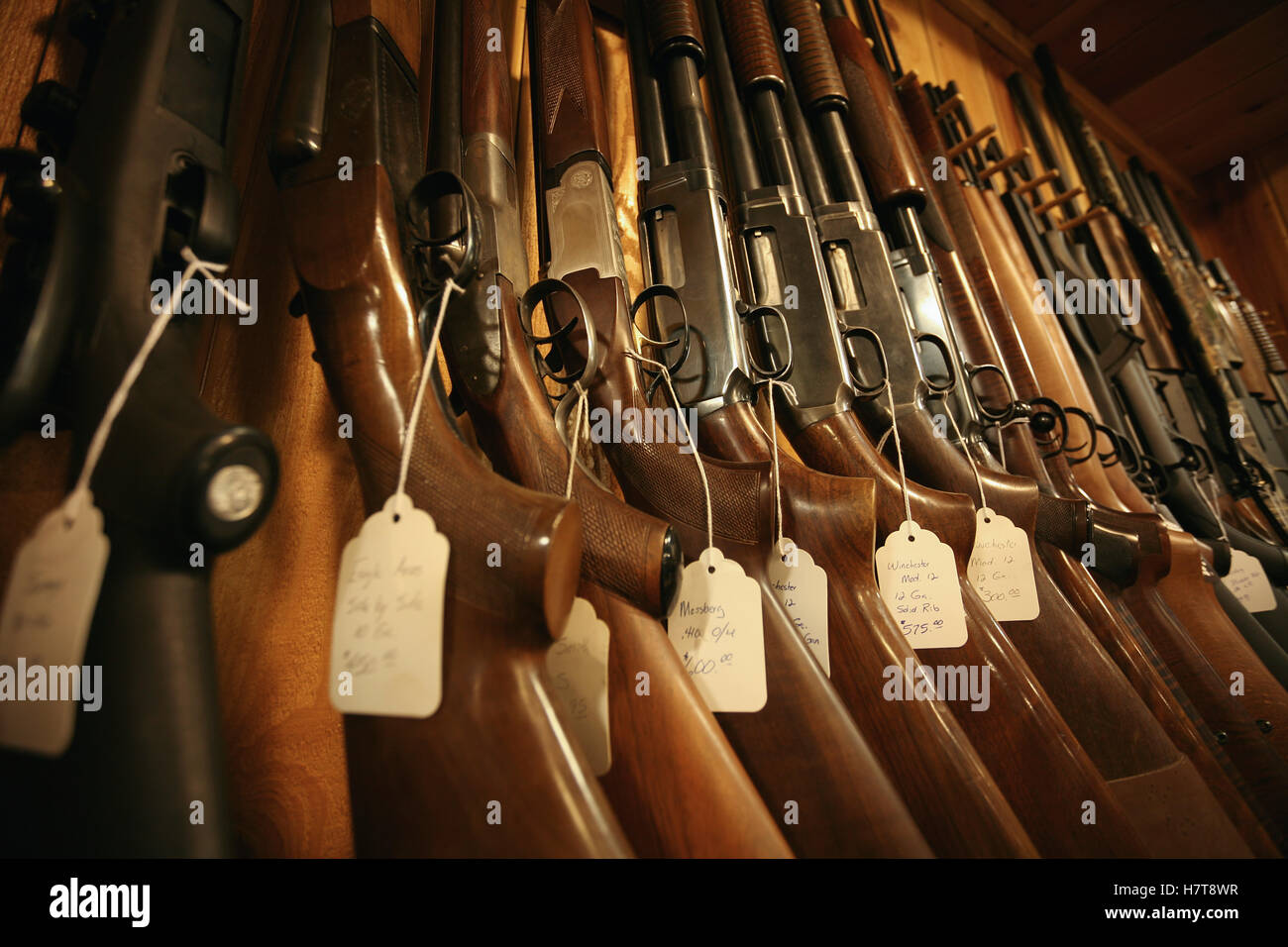Sporting goods store with selection of guns for sale Stock Photo - Alamy
