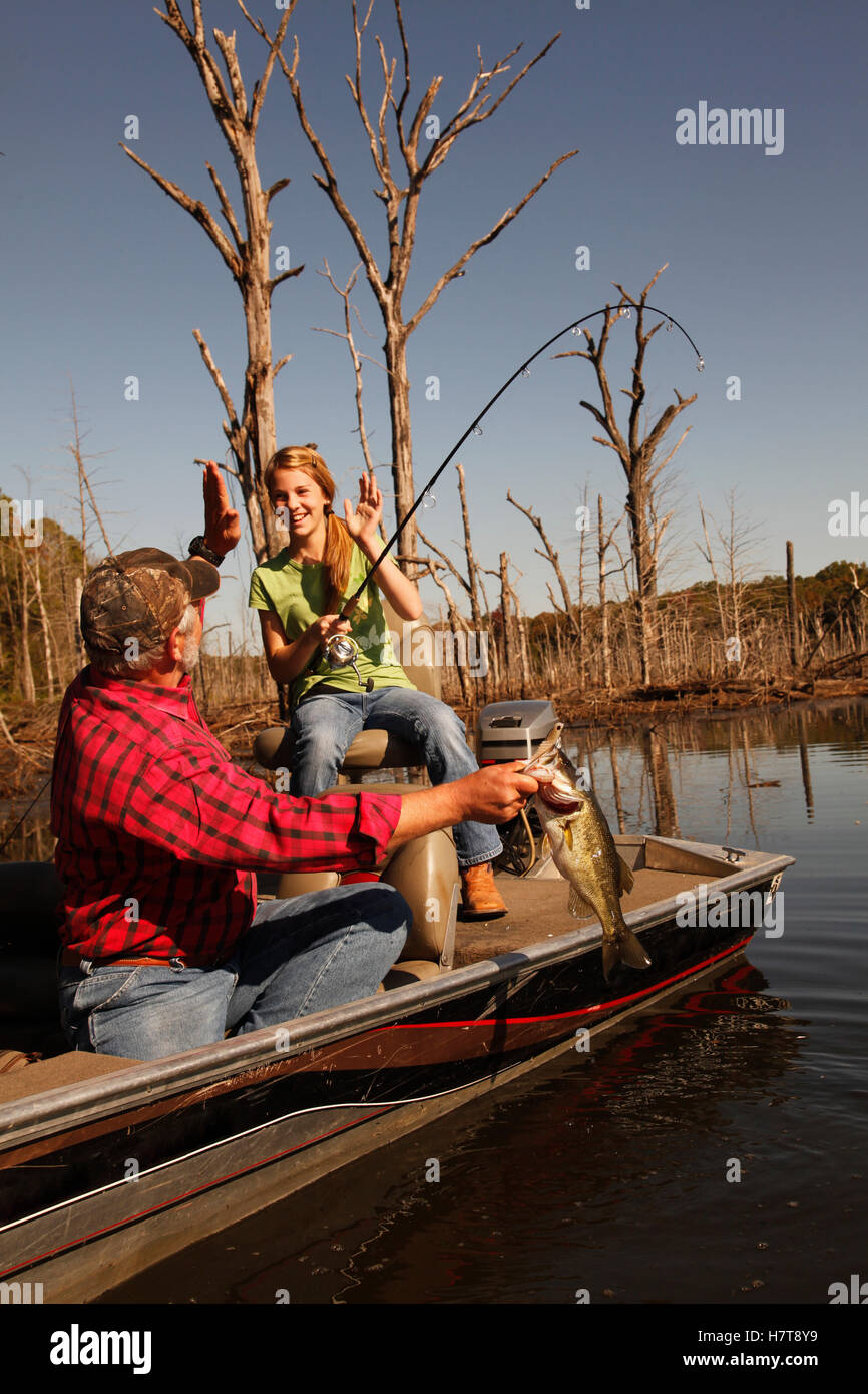 Bass Fishing On Lake Stock Photo - Alamy