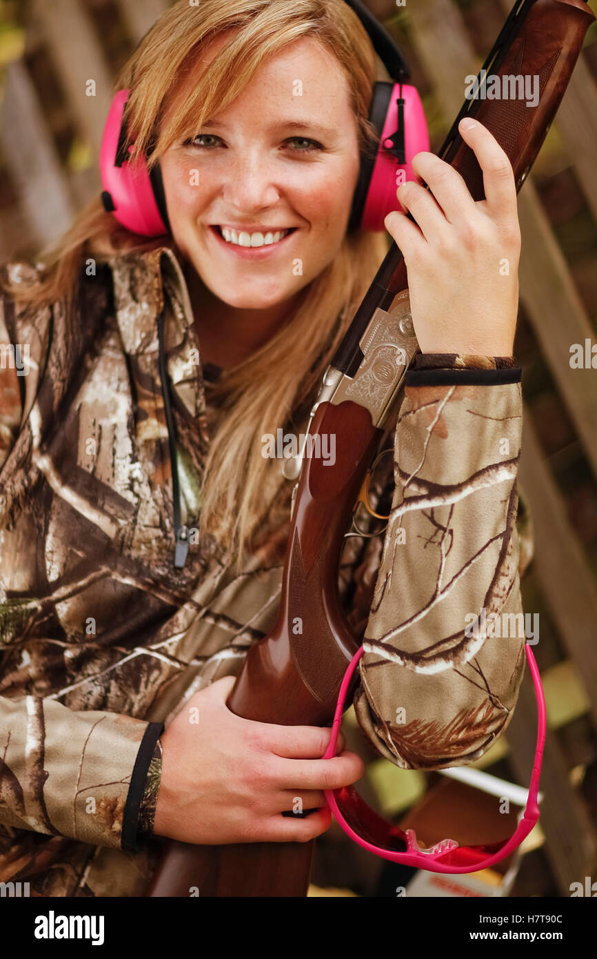 Shooting range woman in glasses hi-res stock photography and images - Alamy