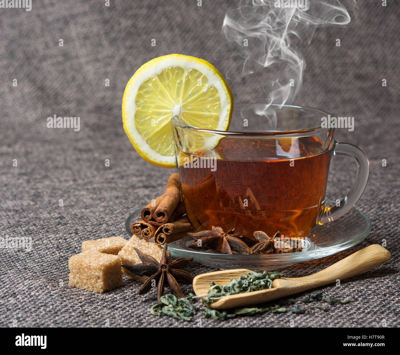 flavored tea with fresh lemon Stock Photo - Alamy