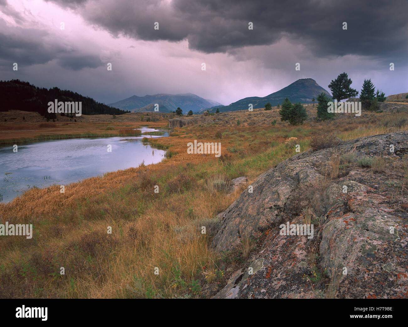 Hurricane Mesa and Hunter Peak under cloudy sky, Wyoming Stock Photo ...