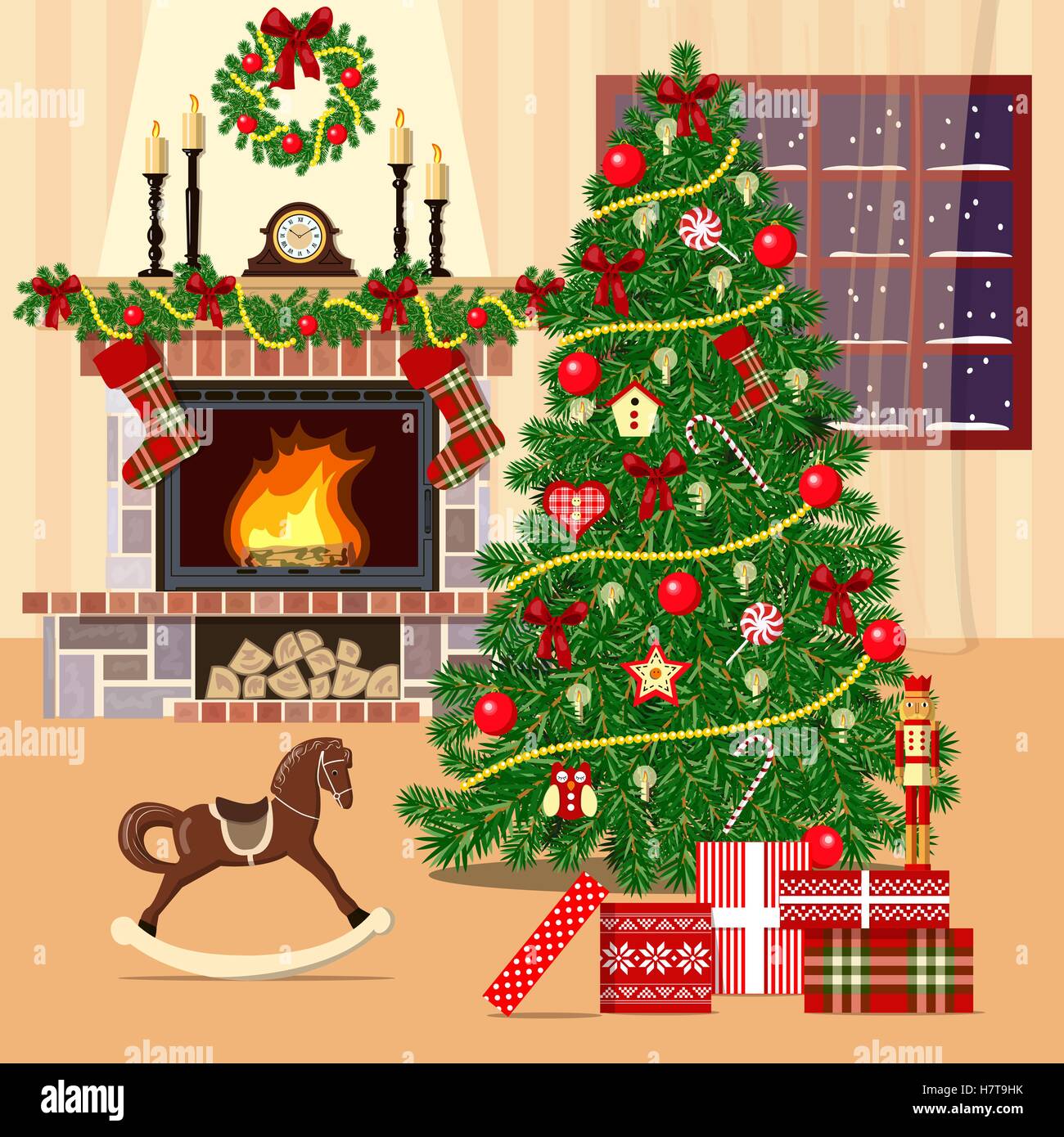 Cozy socks and tree Stock Vector Images - Alamy