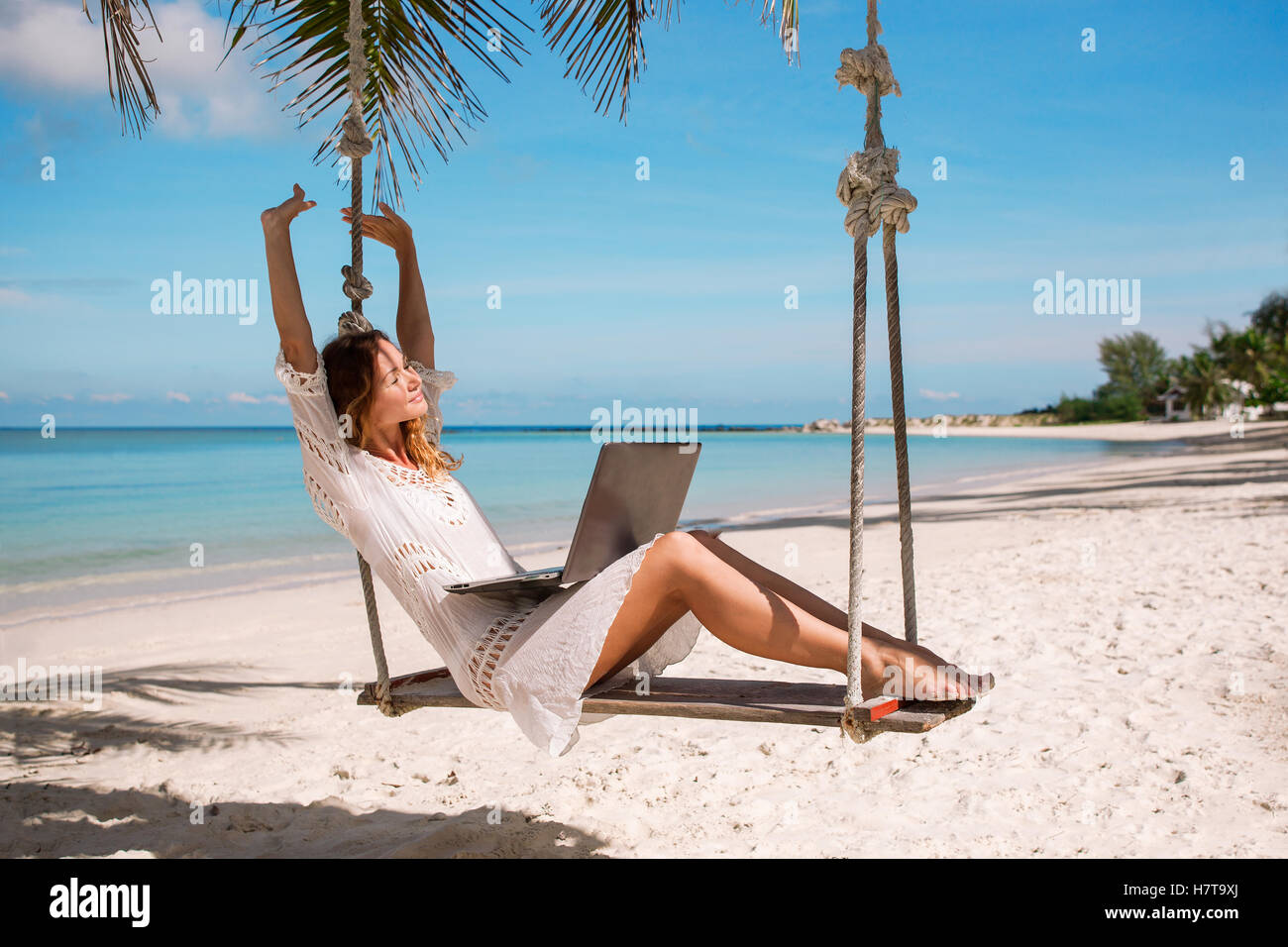 Beautiful Business Woman Working Online On Laptop Computer Stock Photo ... Beautiful Business Woman Working Online On Laptop Computer Stock Photo ...