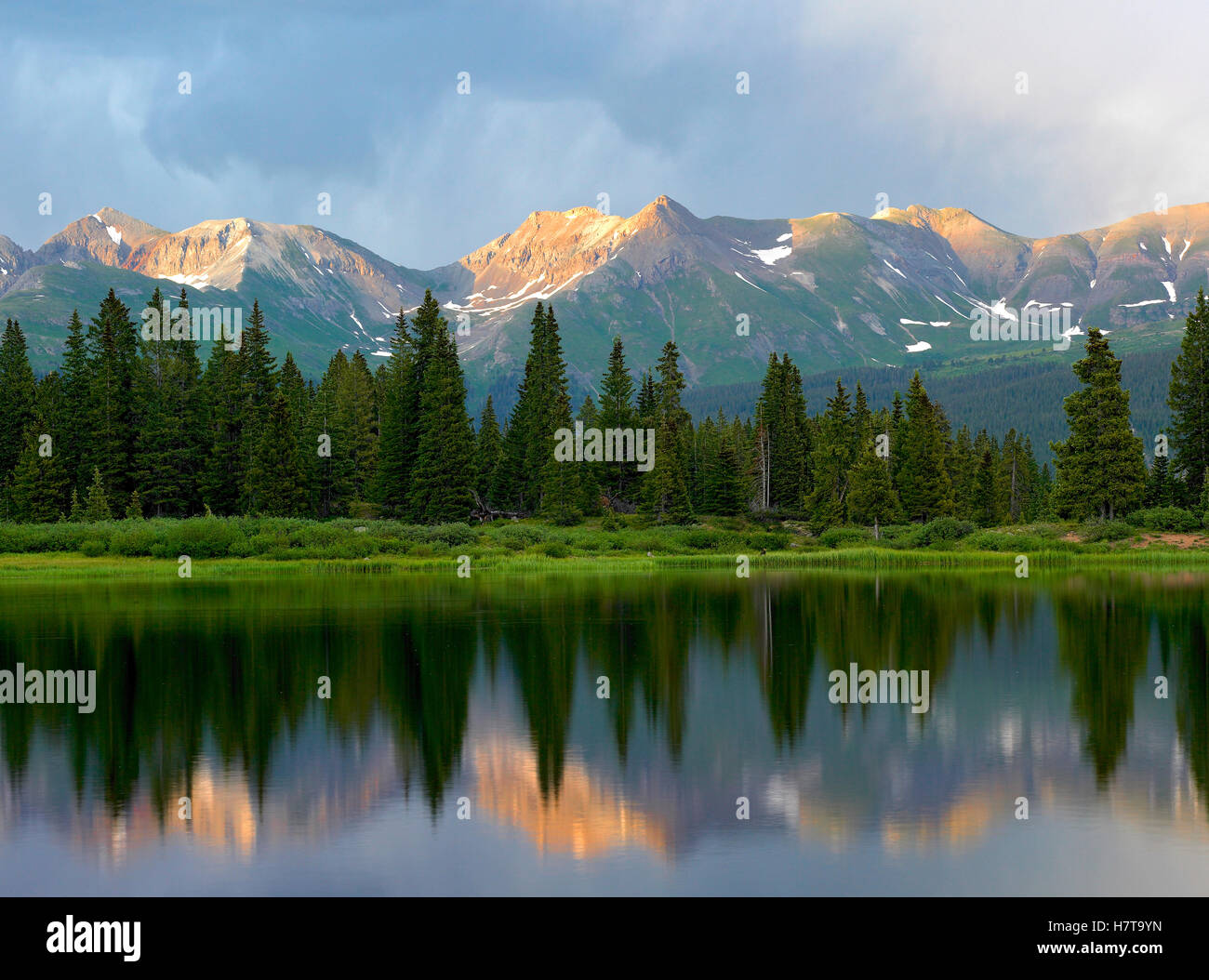 West Needle Mountains reflected in Molas Lake, Weminuche Wilderness ...