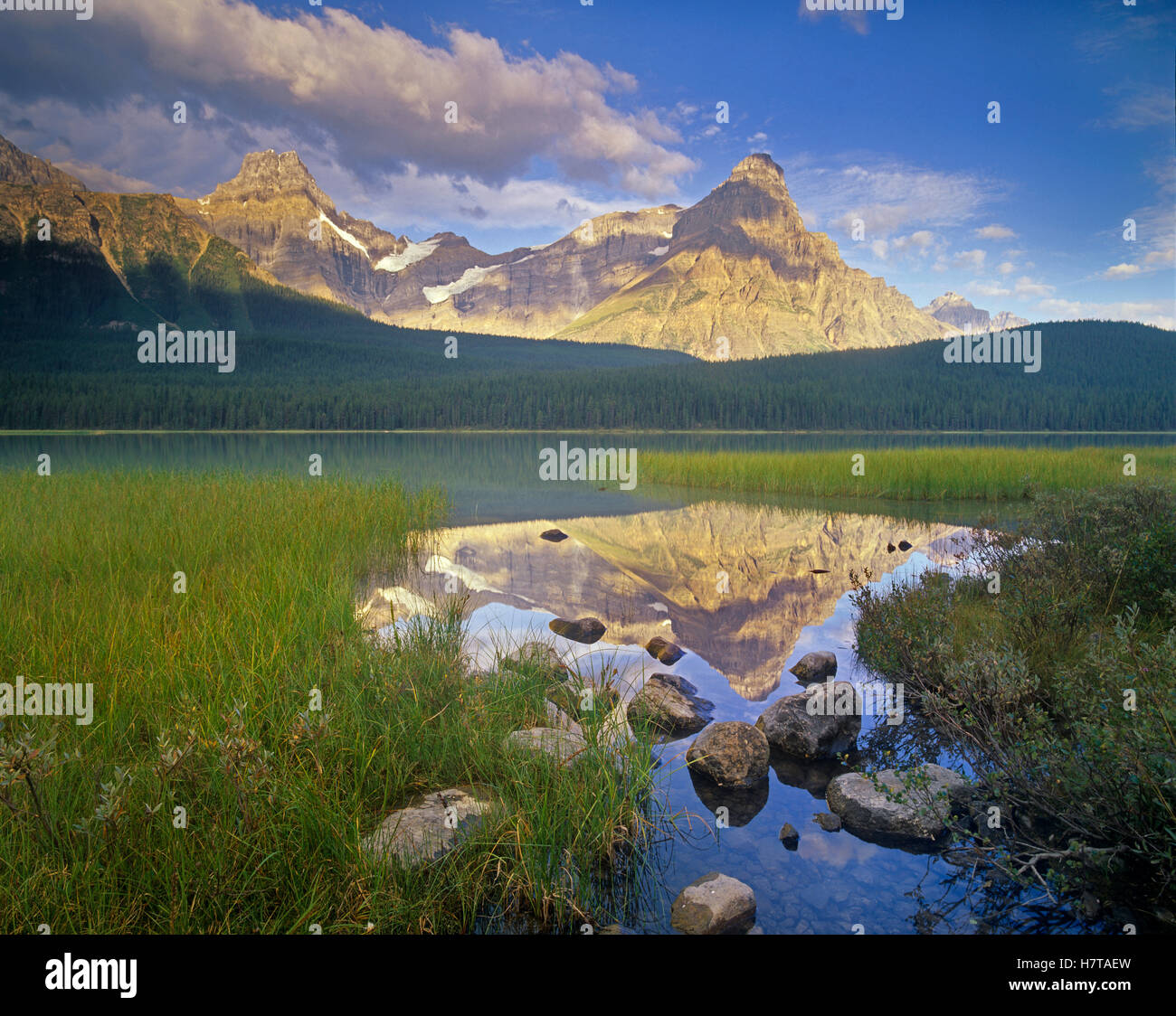 Howse Peak and Mount Chephren, Waterfowl Lake, Banff National Park ...