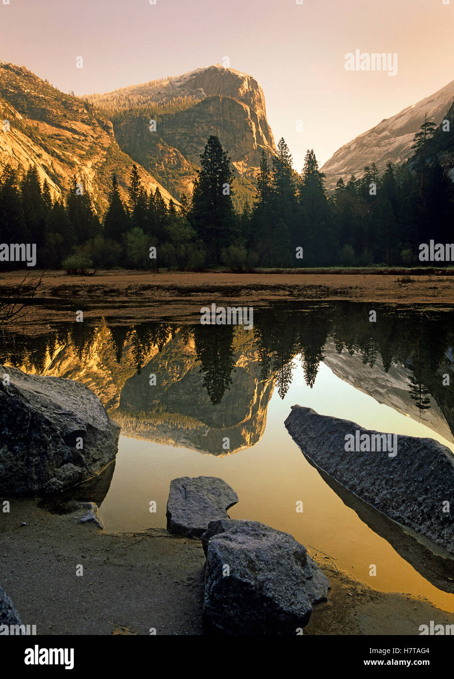 Mount Watkins reflected in, Mirror Lake, Yosemite National Park ...