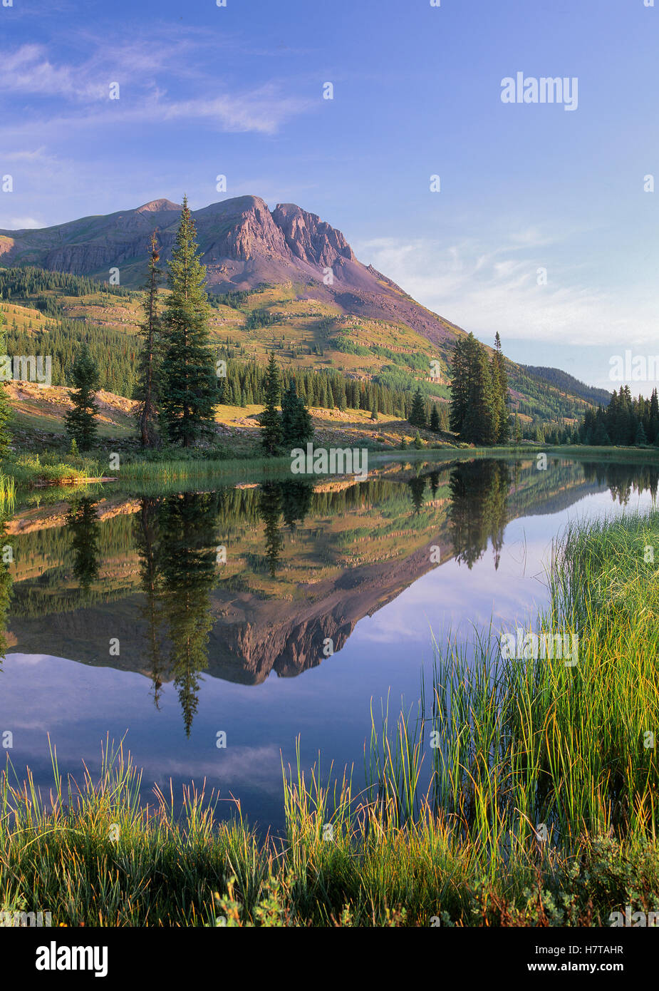 Sultan Mountain and Grand Turk from Molas Lake, Colorado Stock Photo ...