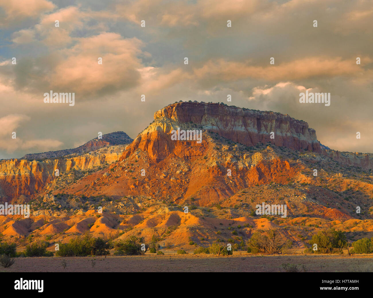 Sandstone butte showing sedimentary rock layers, New Mexico Stock Photo ...