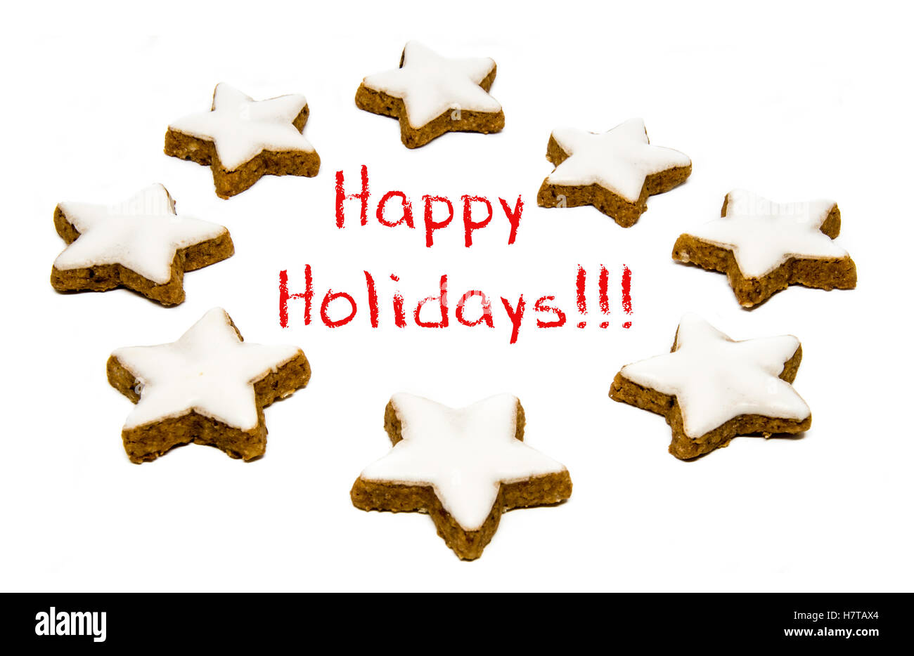 Holiday greetings - cookies and text Stock Photo - Alamy
